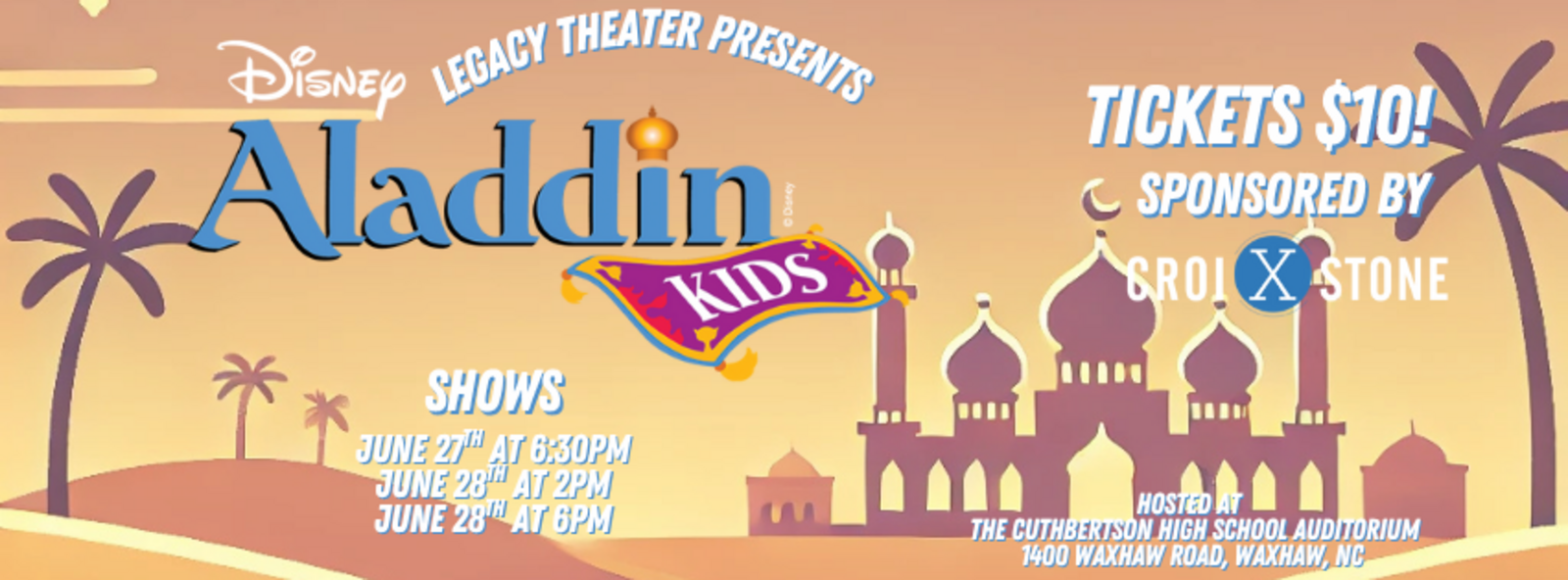 Legacy Theater Presents: Aladdin KIDS | June 27, 2025 - June 28, 2025